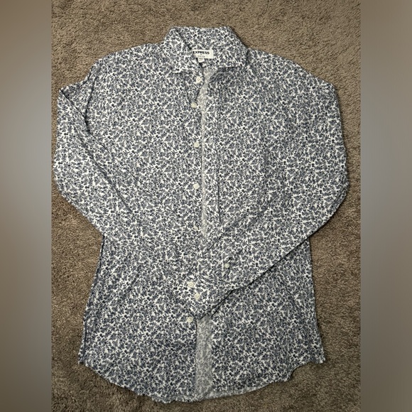 Express | Shirts | Express Navy And White Floral Shirt | Poshmark